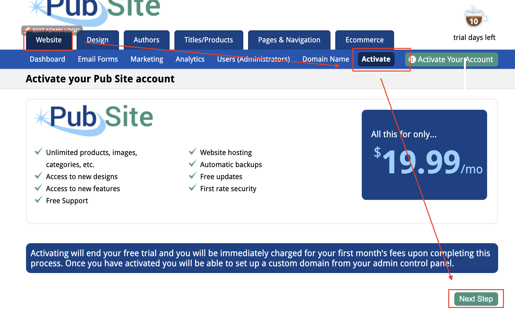 Activating Your Account - Pub Site Help